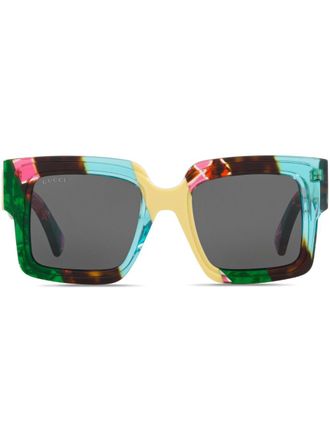 Gucci lunettes de soleil carr&eacute;es &agrave; design colour block - Vert