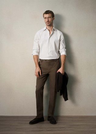 Mango Slim-Fit-Hose aus Baumwolle mit verstellbarem Bund nerzgrau - Herren - 40 - MANGO MAN