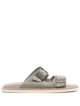 Brunello Cucinelli claquettes &agrave; d&eacute;tail de boucle - Vert