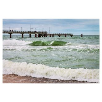 artboxONE Poster 30x20 cm Natur Seebr&uuml;cke in G&ouml;hren hochwertiger Design Kunstdruck - Bild k&uuml;ste erholung g&ouml;hren