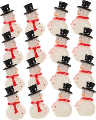 Garneck 16 Stück Teiliges Mini Schneemann Figuren Luminös Resin Weihnachtsdeko Miniatur Schneemann Ornamente für DIY Mikrolandschaften Winterpartys Tischdekor