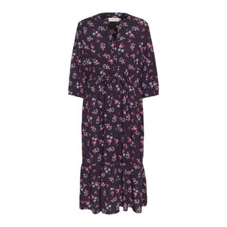 Cream Rosa und Blaue Blumen Kleid - - Dresses - Damen - Schwarzk - 2XL