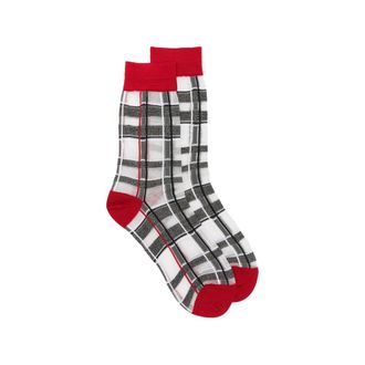 ANT45 Brill Short Check-pattern Metallic-thread Socks