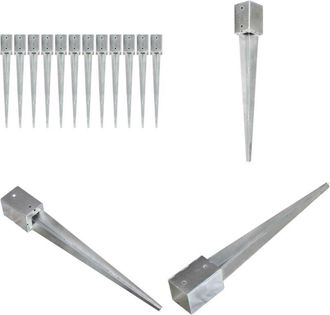 vidaXL Vidaxl - Erdspie&szlig;e 12 Stk. Silbern 9&times;9&times;75 cm Verzinkter Stahl - Erdspie&szlig; - Erdspie&szlig;e - Home & Living