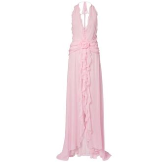 Blumarine Femme, Robes, Rose, Taille: 38 FR Longue Robe en Georgette de Viscose avec Rose et Volants