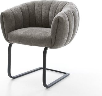 DELIFE Freischwinger Jada-Flex Boucl&eacute; Soft Schlamm Freischwinger flach Schwarz Taschenfederkern, Esszimmerst&uuml;hle