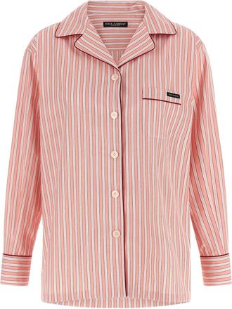 Dolce & Gabbana Femme, Blouses et Chemises, Rose, Taille: 32 FR Chemise de pyjama en popeline ray&eacute;e