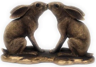 Lesser & Pavey Relfections Bronzefarbene Hasen küssend H12 cm, Kunstharz