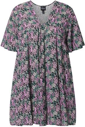 Ulla Popken Longbluse Bluse Zierfalten A-Linie Carr&eacute;-Ausschnitt