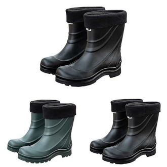 Generic Bottes de pluie &agrave; enfiler pour homme - Bottes Chelsea mi-mollet avec doublure en peluche - Chaudes et imperm&eacute;ables - En caoutchouc antid&eacute;rapant - Pour