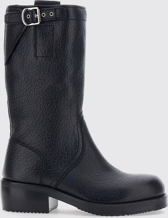 Dries Van Noten Biker-Stiefel aus genarbtem Kalbsleder mit Riemen