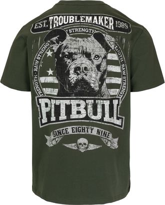 Pitbull Herren T-Shirt Troublemaker, Baumwolle 170g, Streetwear, Motiv Shirt, Rundhals, Regular Fit, Kurzarm Fitness Shirt für Alltag