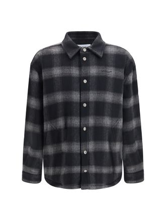 Off-white Mens Padded Flannel Jacket Black Wool Outer: (ovis Aries) Coat
