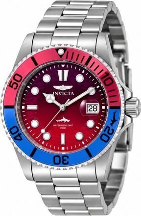 Invicta Pro Diver 50902 Herrenuhr - Quarzwerk - Edelstahl mit rotem Zifferblatt - 42 mm