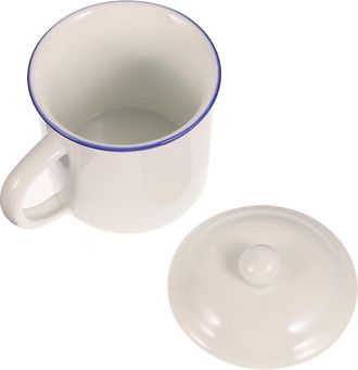 Happyyami Emaille Trinkbecher 400ml Wei&szlig; mit Griff Retro Kaffeetasse Teetasse Wasserglas f&uuml;r B&uuml;ro und Zuhause