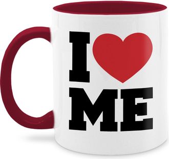 Shirtracer Tasse Tassen 325ml - Statement - I love me - Selbstverliebt | Narzissmus | Ich liebe mich | Love myself - 325 ml - Bordeauxrot - gro&szlig; kaffetassen spr&uuml;
