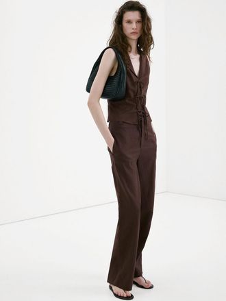 Mango Chemise bretelles nou&eacute;es chocolat - Femme - XS - MANGO