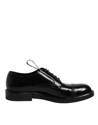 Dolce & Gabbana Schwarze Lackleder Derby Schn&uuml;rformelle Schuhe