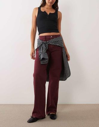 Abercrombie & Fitch jean droit relaxed ann&eacute;es 90 bordeaux-Rouge