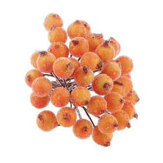 Artibetter 200 St&uuml;ck Mini-Weihnachten, Fr&uuml;chte, gefrostete Beeren, k&uuml;nstliche Blumen, Glasur, Beeren, Orange, Stechpalmen, gefrostete Fr&uuml;chte, gefrostete Fr&uuml;chte