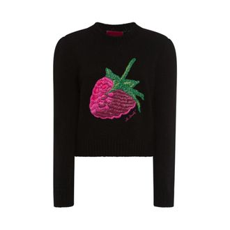 La DoubleJ Raffia Raspberry Pullover - - Knitwear - Damen - Schwarzk - L