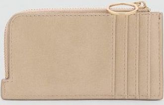 Mango Kartenetui mit abgenutzter Lederoptik und Reißverschluss beige - Damen - Einheitsgröße - MANGO