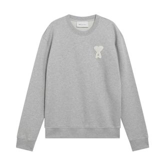 Ami Crewneck Sweatshirt mit Strickpatch - - Sweatshirts & Hoodies - Herren - Grau - XS