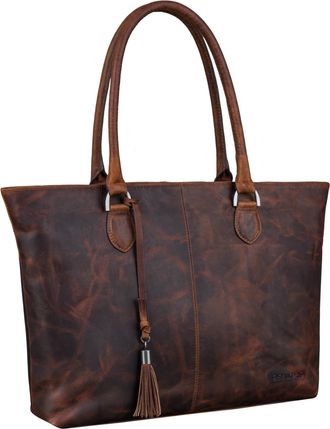 STILORD Callie Echt Leder Shopper Tasche Damen Handtasche Gro&szlig; - Tote Bag Leder-Tasche Vintage Schultertasche Frauen Henkeltasche Arbeitstasche mit Laptopfach
