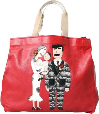 Dolce & Gabbana Femme, Sacs, Rouge, Taille: ONE Size DGFamily Patch Shopping Tote Bag