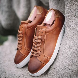 Bexley Inglewood - Sneaker homme ch&acirc;taigne patin&eacute;