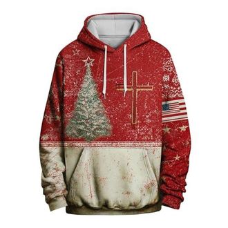 Generic Sweat à capuche de Noël pour homme, pull de Noël 2025 fantaisie moche imprimé graphique 3D sweatshirt, pull décontracté à capuche pour fêtes de fin da