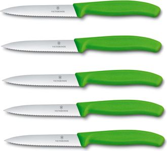 Victorinox by Swiss Army 5-tlg Gem&uuml;semesser Set Swiss Classic Gr&uuml;n - 10 cm mit Wellenschliff - Tomatenmesser