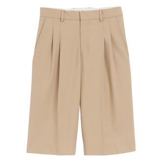 Ami Femme, Shorts, Beige, Taille: 36 FR New Wool Low Waist Wide Bermuda Shorts