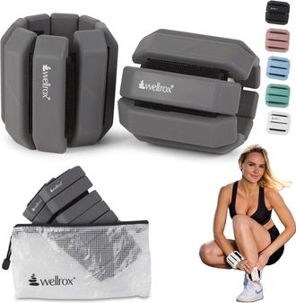 Wellrox Gewichtete Armreifen Comfort Edition - 1,1 kg (0,5 kg je Handgelenkgewicht) verstellbare Kn&ouml;chel- und Handgelenkgewichte f&uuml;r Damen & Herren - Armgewic