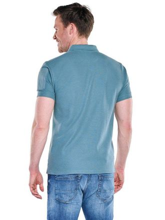 Engbers Poloshirt Herren Poloshirt mit Rei&szlig;verschluss, Mittelblau