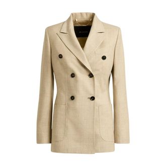 Kiton Blazer &agrave; Carreaux Glen &agrave; Double Boutonnage - Femme - Vestes - Beige - Taille: 42 FR