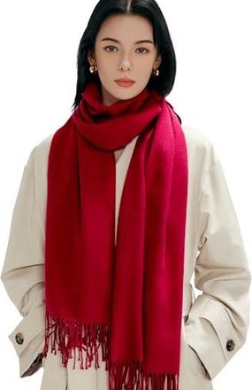 Maamgic Foulard Echarpe xxl echarpe printemps Femme Homme 200 * 70CM Hiver Touch&eacute; Soyeux Multi-Couleur El&eacute;gant Ch&acirc;le Doux pour Mariage Party Soiree, Rouge, Ta