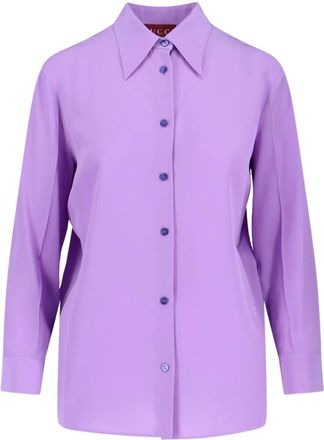 Gucci Seidenhemd mit GG - Violett