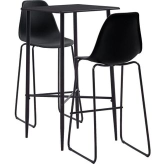 vidaXL Ensemble de bar 3 pcs Plastique Noir Vidaxl