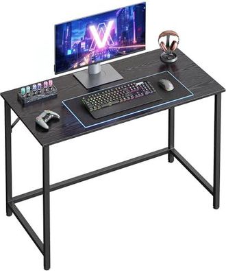 Vasagle Bureau dOrdinateur, Table, 50 x 100 x 76 cm, pour Bureau, Chambre, Salon, Cadre en M&eacute;tal, Noir Bois&eacute; et Noir dencre LWD041B56