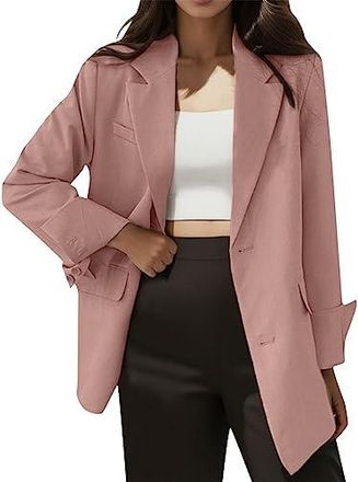 Generic Vestes pour femmes printemps &eacute;t&eacute; d&eacute;contract&eacute; mode couleur unie bouton cardigan poche costume veste 2026, rose, M