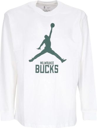 Nike Jordan Milwaukee Bucks Langarmshirt - - Sport - Herren - Wei&szlig; - S