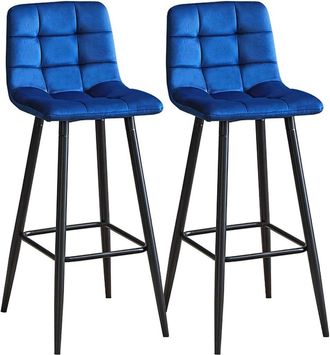 Generic 2er-Set Tresenhocker, hohe Barhocker, 65 cm Sitzh&ouml;he, weiche R&uuml;ckenlehne und Metallbeine