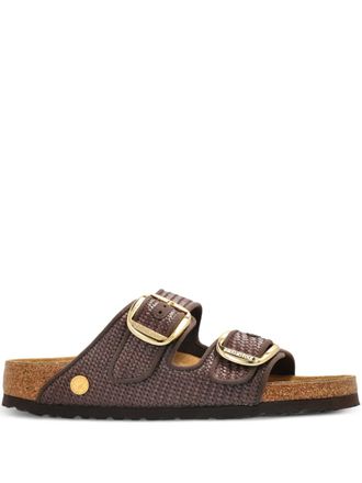 Birkenstock Arizona raffia buckle-strap sandals - Marron