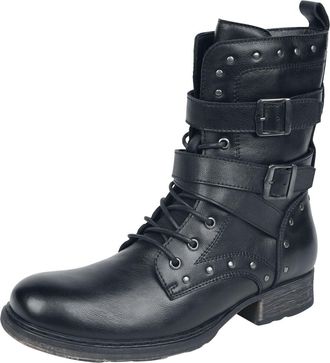 Rock Rebel by EMP Herren Schwarze Boots mit Rei&szlig;verschluss und Riemen EU43