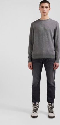 Eden Park Pull Col Rond En Laine Et Coton Gris Clair Coupe Regular