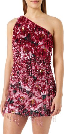 Pinko Damen Longan Full Pailletten C Kleid, Yn3_Mult.Fuchsia/Rosa, 42