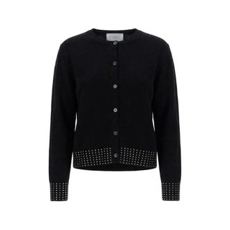 Kaos Cardigan aus reiner Wolle mit Rundhalsausschnitt - - Knitwear - Damen - Schwarzk - M