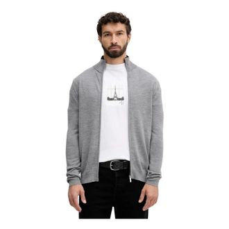 Karl Lagerfeld Woll-Rei&szlig;verschluss-Strickjacke - - Knitwear - Herren - Grau - 2XL