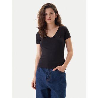 Tommy Jeans T-Shirt Essential DW0DW17385 Schwarz Slim Fit